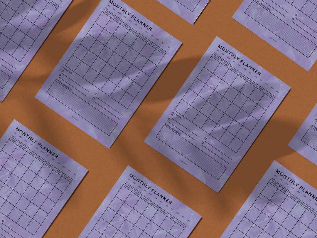 Undated Monthly Planner Printable One Page Month at A Glance - Etsy