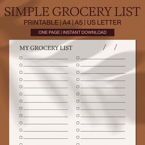 Printable Grocery List, to Buy Checklist, Shopping Plan, Grocery ...