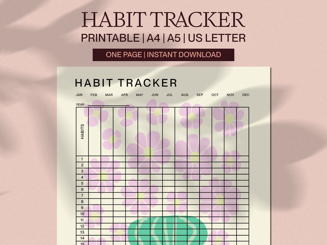Monthly Habit Tracker Printable Template Routine Tracker 31 Day Habit ...