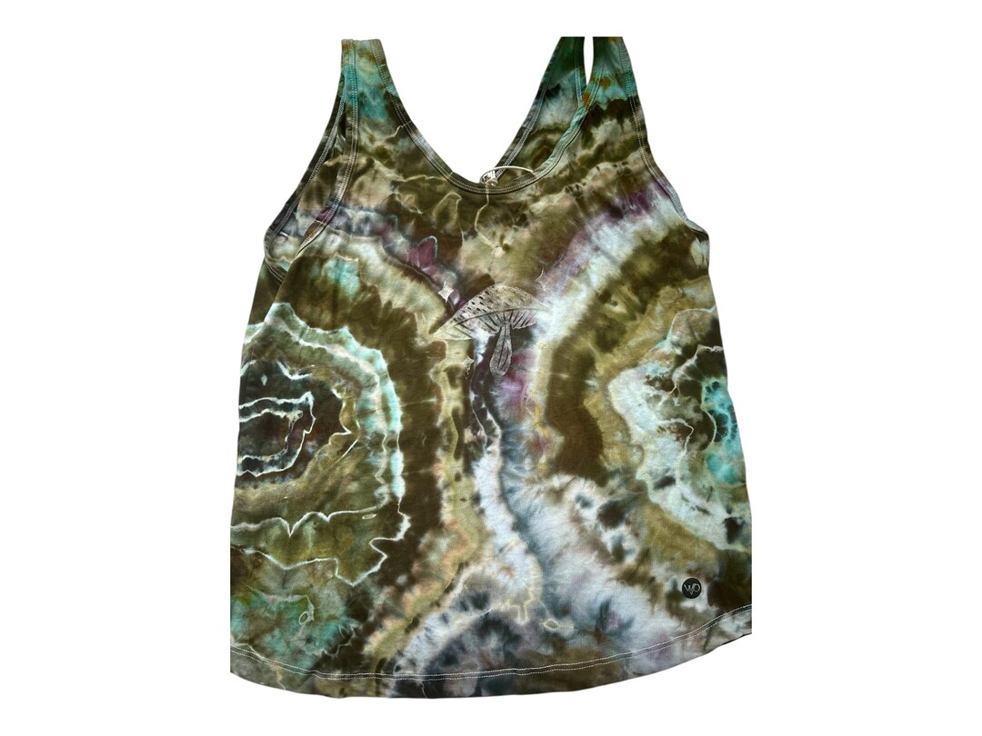 Hand Ice Dyed Geode Earthy Brown/blue 100% Organic Cotton Crop Tank Top ...