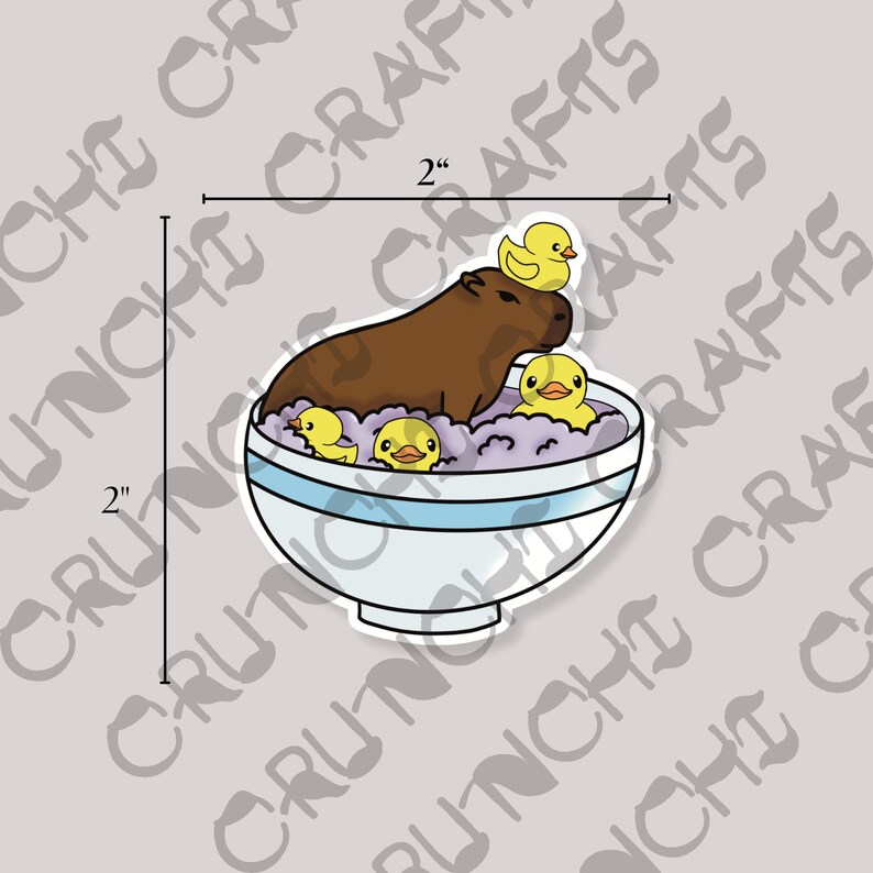 ACRYLIC VINYL STICKER, Capybara in a Bath With Rubber Ducks, Capy-bath ...