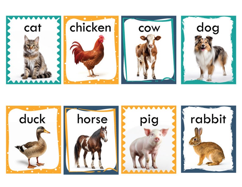 24 Real Life Animal Flash Cards Printable Flashcards Preschool ...