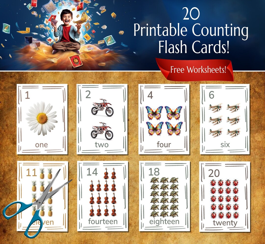 20 Printable Counting Flash Cards With Worksheets Real Life Images ...