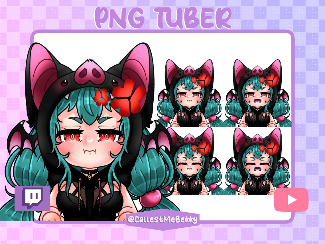 Bratty Bat Anime Pngtuber | Streaming | 3 Expressions | Twitch ...