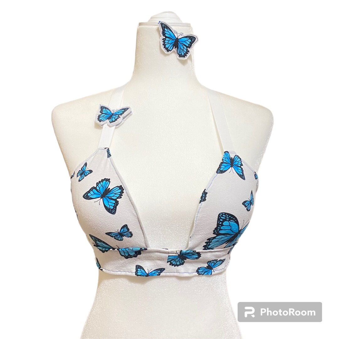 Blue Butterfly Bralette Top Reversible - Etsy