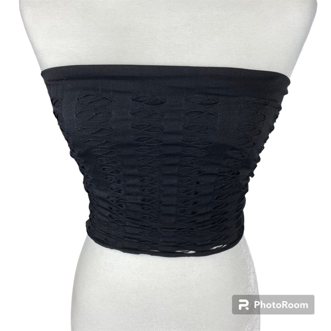 Black Tube Crop Top With Mesh Overlay - Etsy