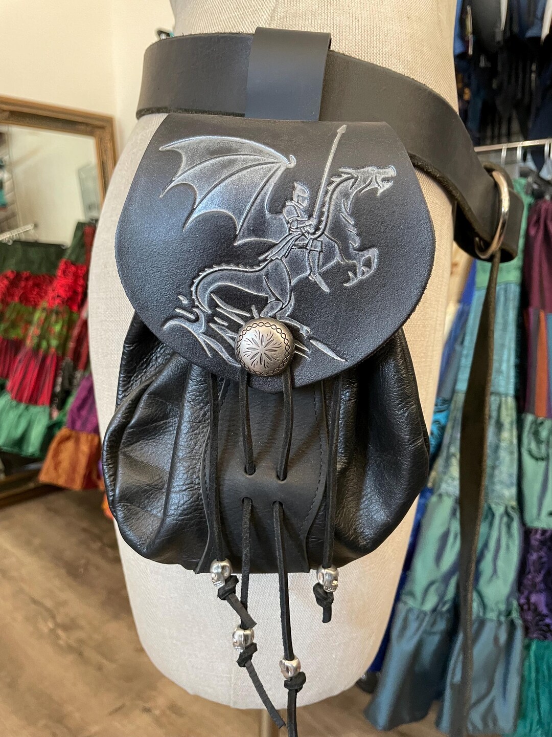 Black and Silver Dragon Knight Belt Pouch - Etsy