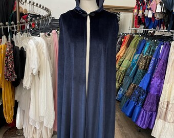 Navy Blue Velvet Wedding Cloak/cape With Hood and Blue /golden Trimming ...