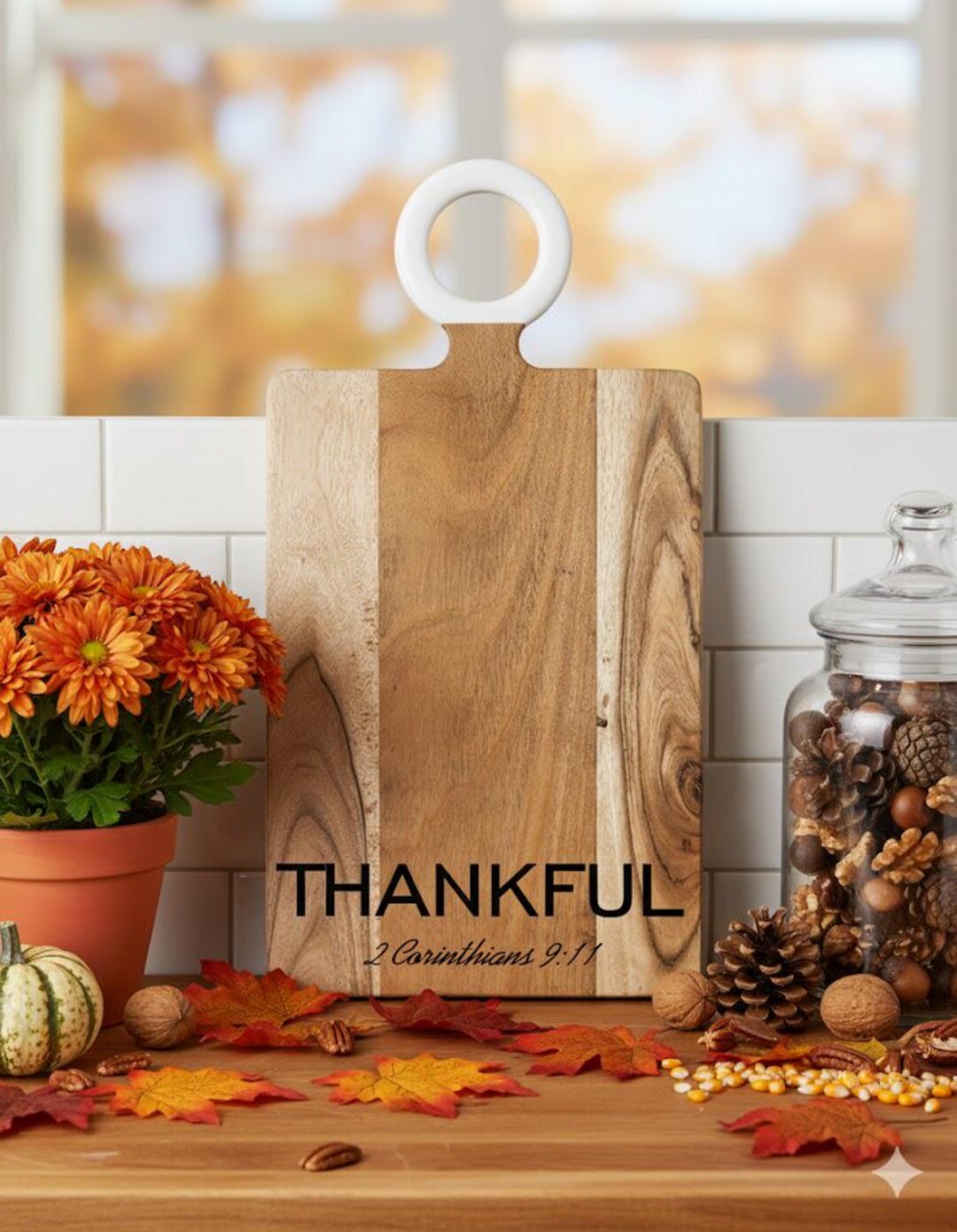 THANKFUL Large Wood Serving Board | 19inch Charcuterie Tray ...