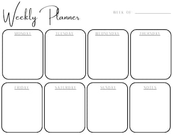 Weekly Planner, Weekly Schedule, Week at a Glance, Printable, Journal, Organized, Instant ...