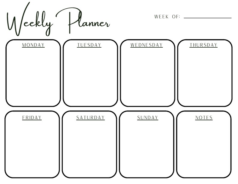 Weekly Planner, Desk Planner, Week at a Glance, Weekly Schedule, Weekly ...