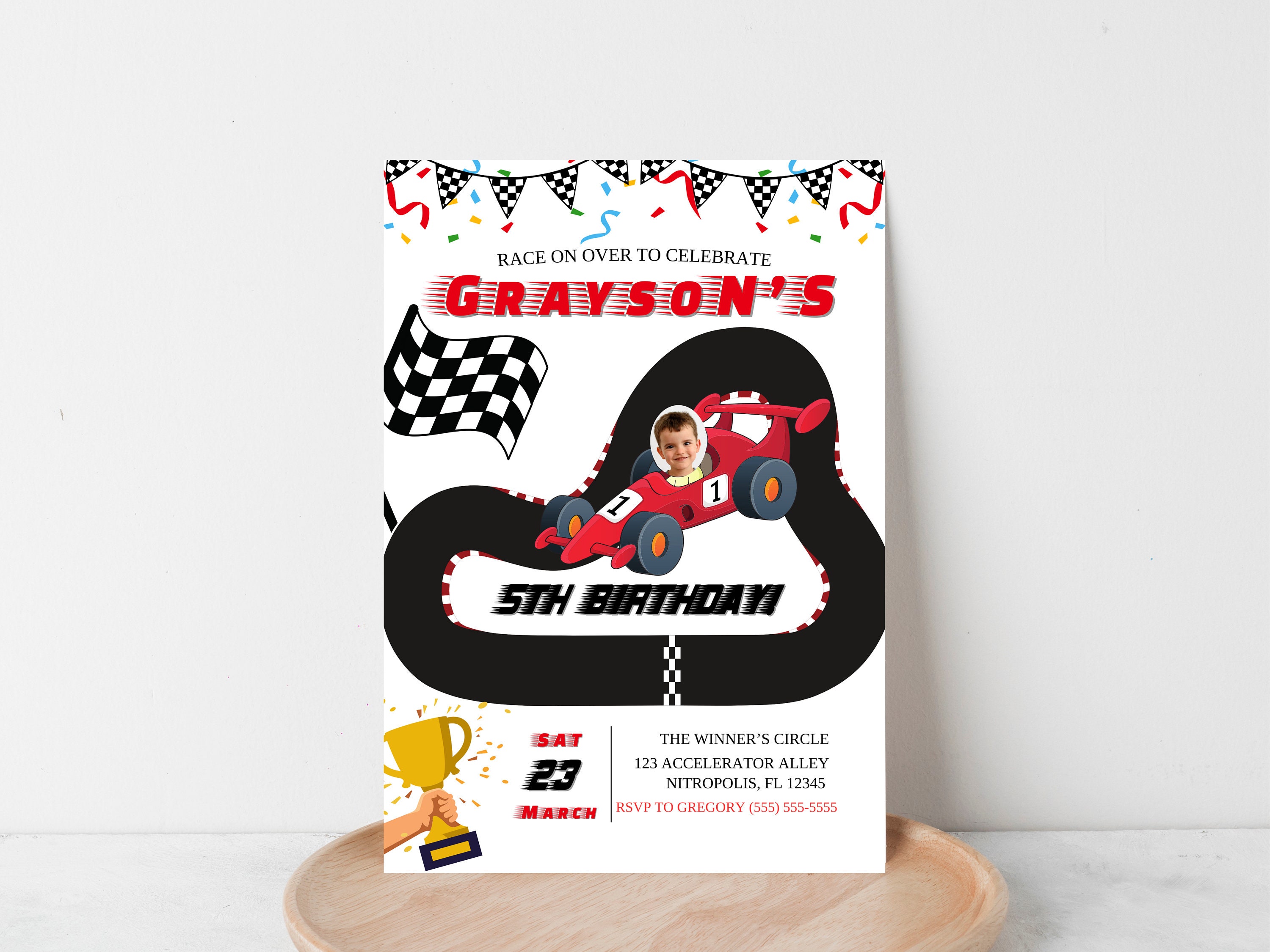 Race Car Birthday Invitation | Racing Birthday Invite | Red Car Racing ...