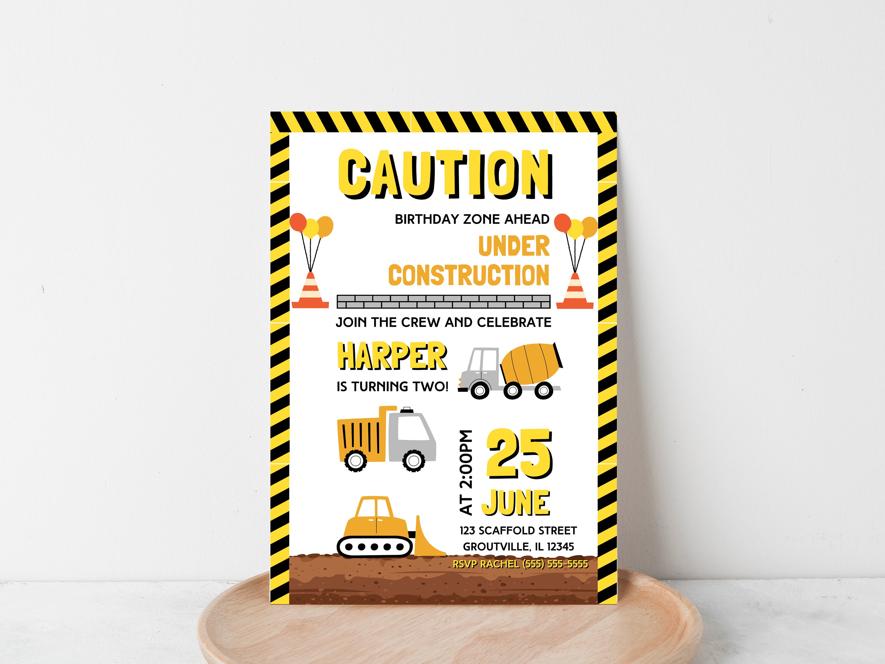 Construction Birthday Invite | Construction Invitation | Dump Truck ...
