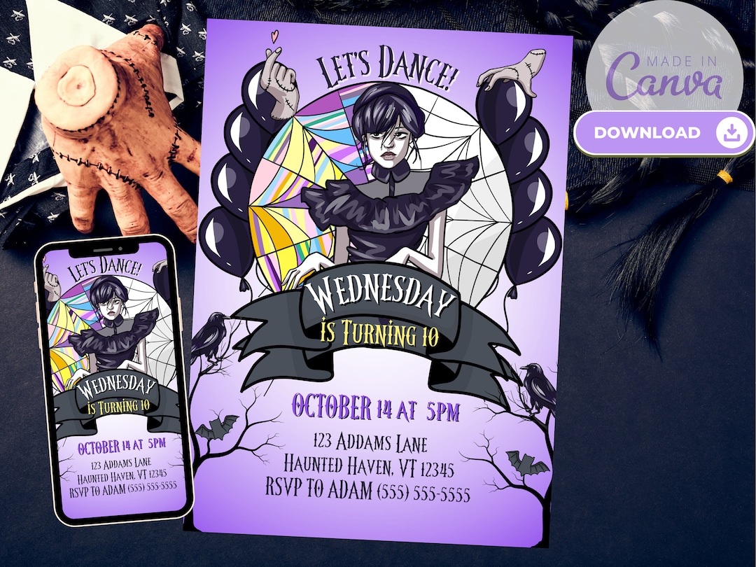Wednesday Addams Birthday Invitation | Wednesday Invitation | Addams ...
