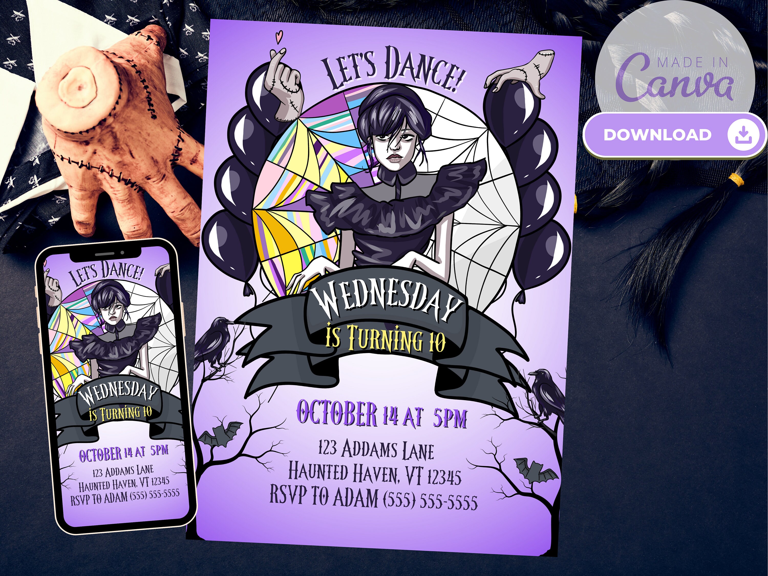 Wednesday Addams Birthday Invitation | Wednesday Invitation | Addams ...