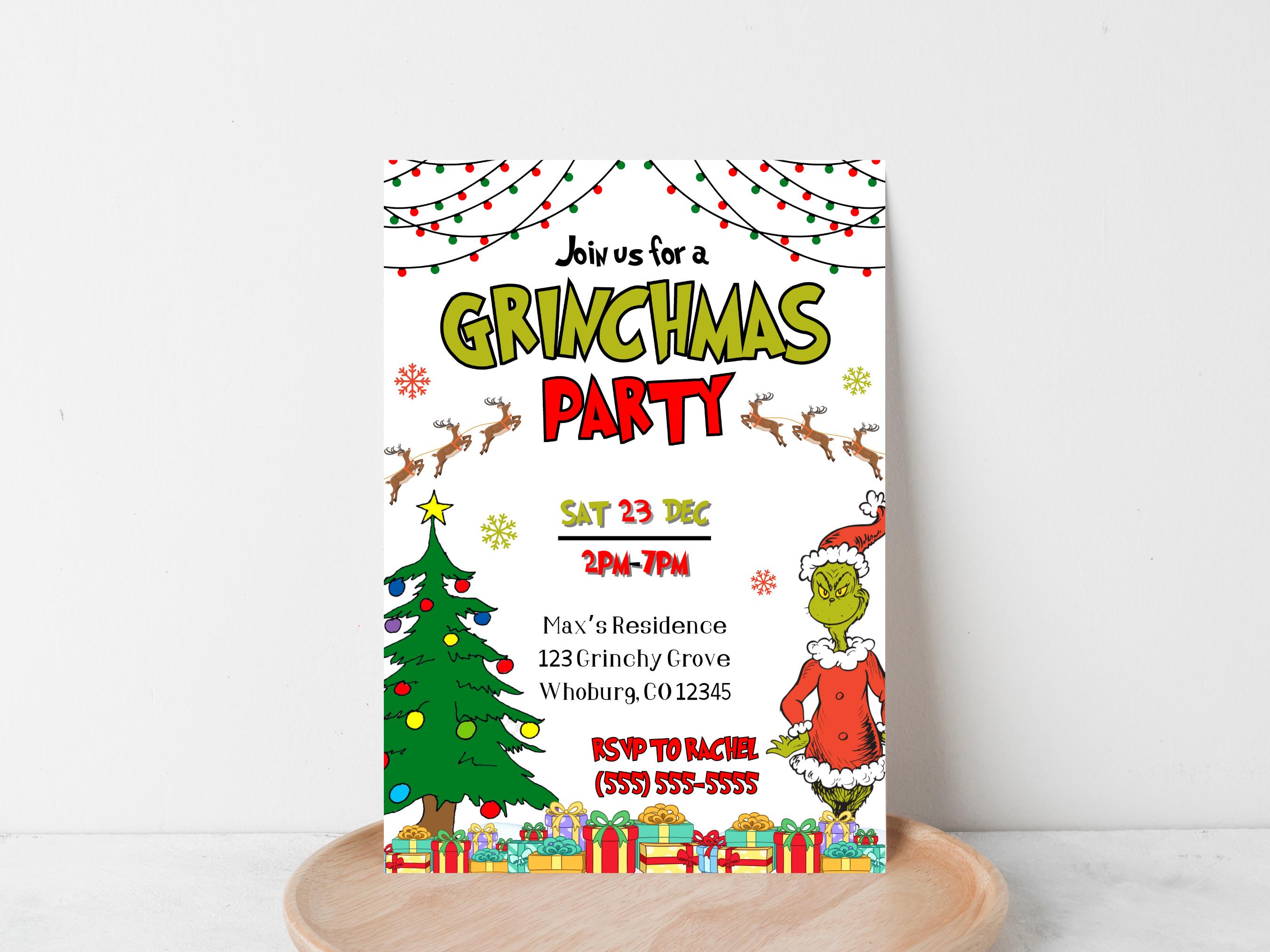 Grinch Party Invitation Grinch Invitation Christmas Invite Grinchmas ...