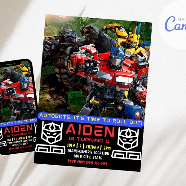 Transformers Kids Birthday Invitation - Etsy