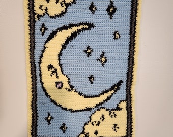 The Moon Tarot Card SC Crochet Pattern, Tapestry Crochet Pattern ...