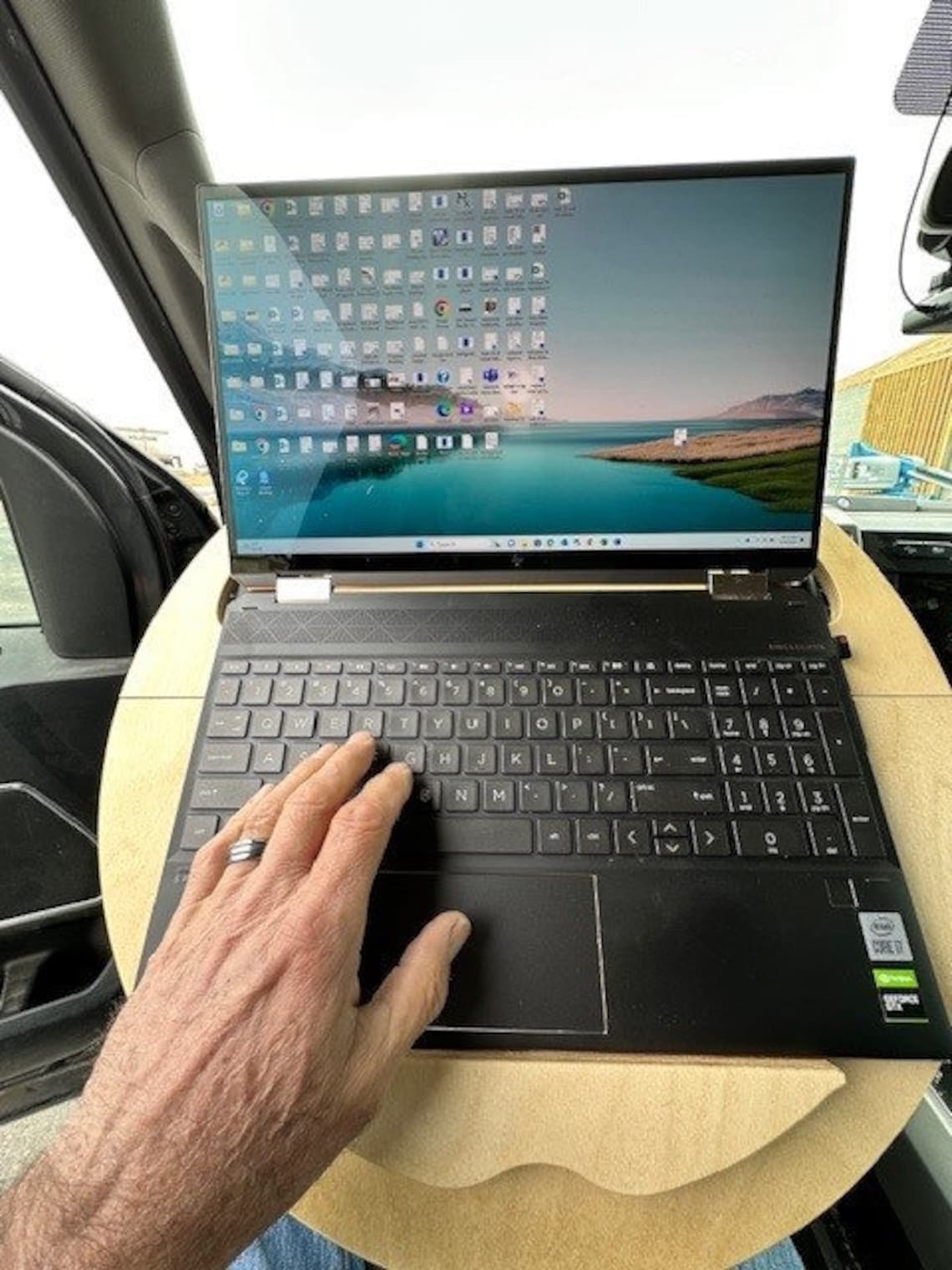 Storable Compact Steering Wheel Auto Desk Computer Platform Tray Table ...