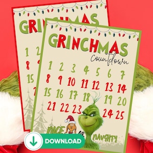Christmas Countdown, Grinch Countdown,grinchmas Countdown, Christmas ...
