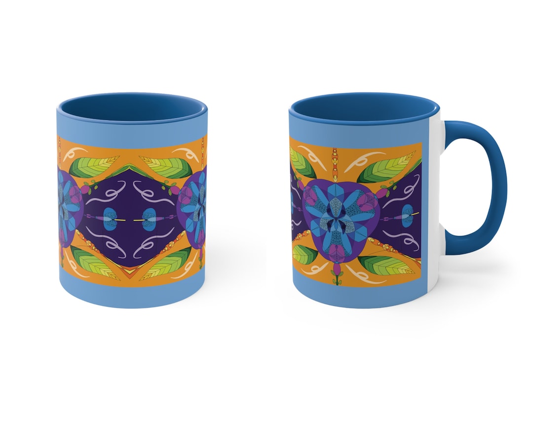 Floral Mug Spring Decor Mug, Orange, Vibrant Design, Spring Energy ...