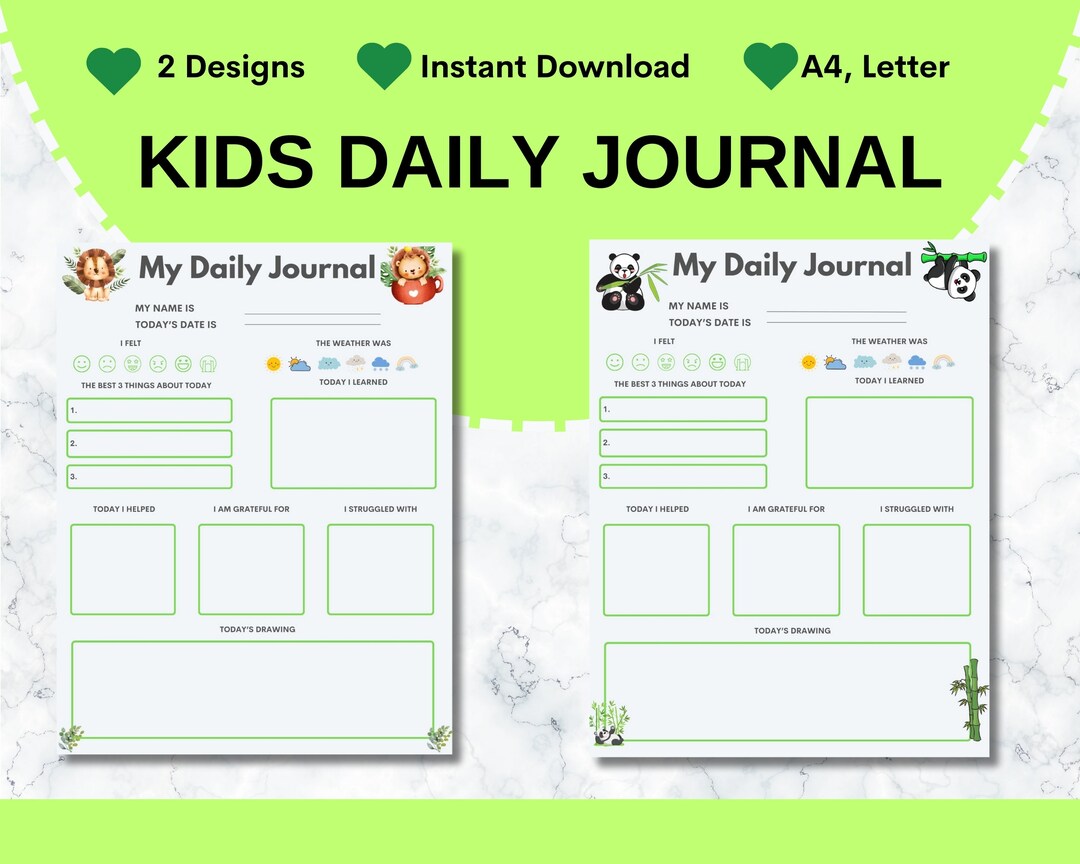 Kids Daily Journal Printable Journal for Kids Diary for Children Kids ...