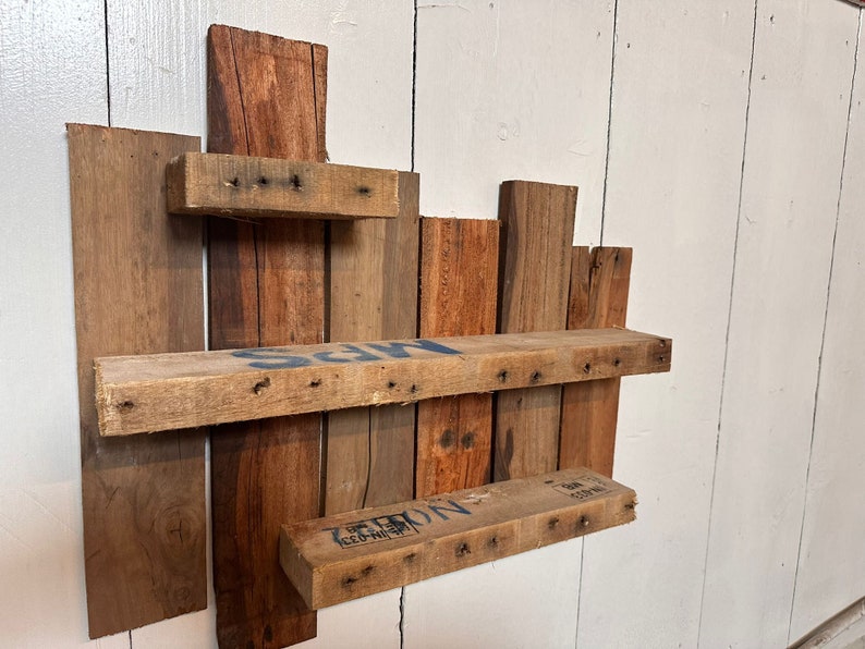 Triple Rustic Wooden Pallet Wall Floating Shelf Farmhouse Style ...