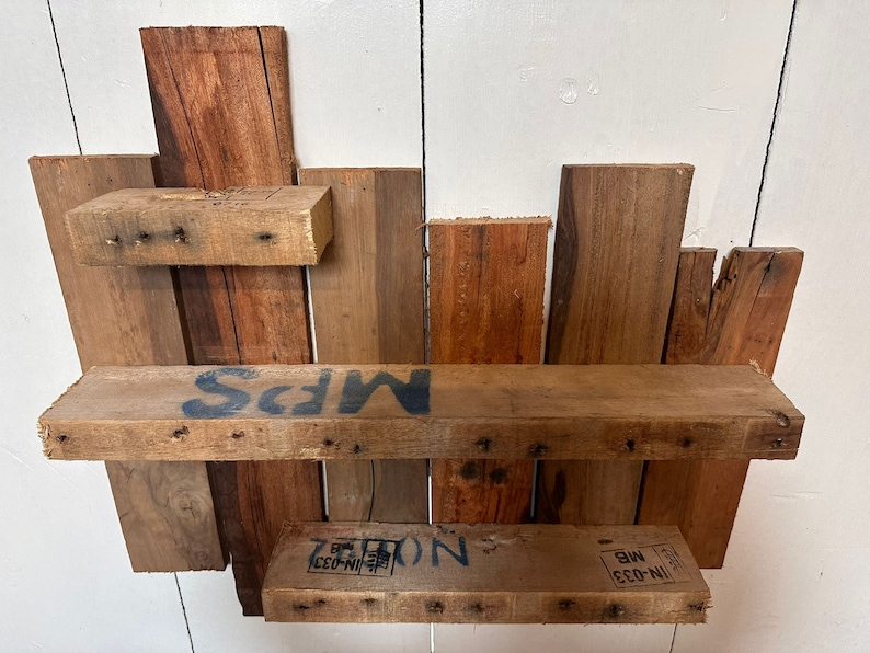 Triple Rustic Wooden Pallet Wall Floating Shelf Farmhouse Style ...