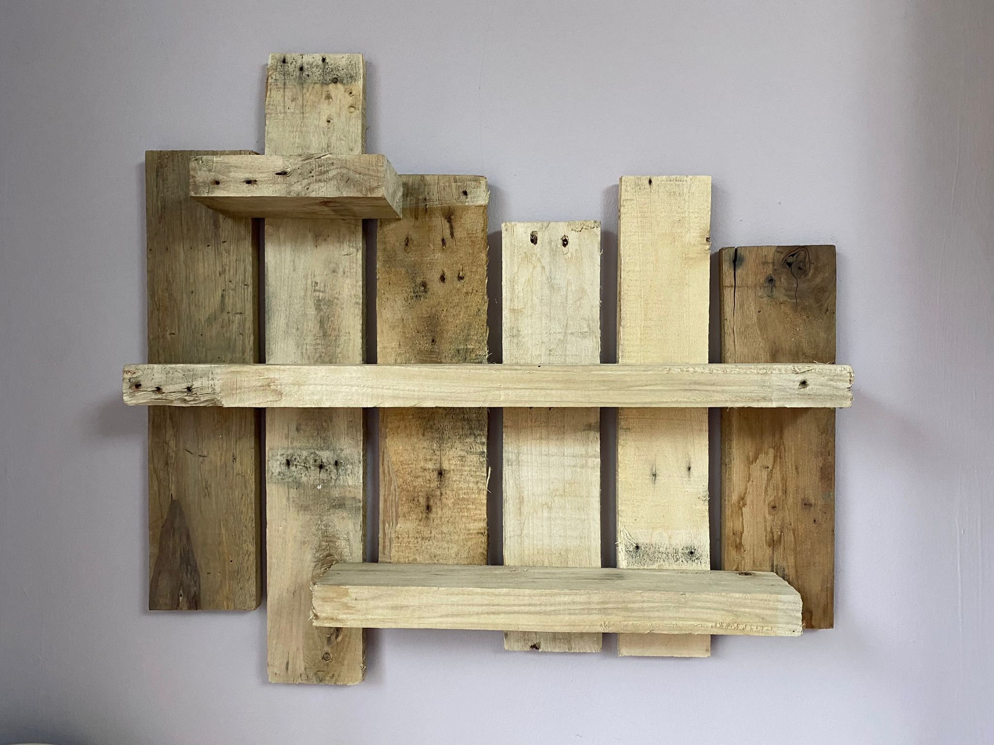 Triple Rustic Wooden Pallet Wall Floating Shelf Farmhouse Style ...