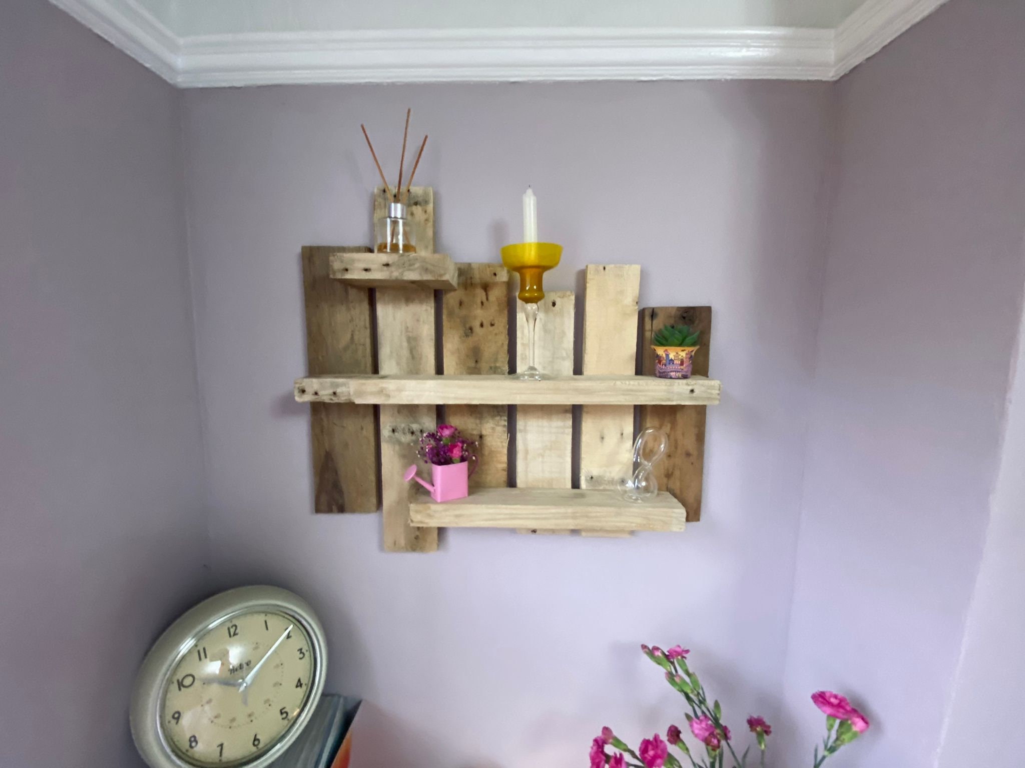 Triple Rustic Wooden Pallet Wall Floating Shelf Farmhouse Style ...