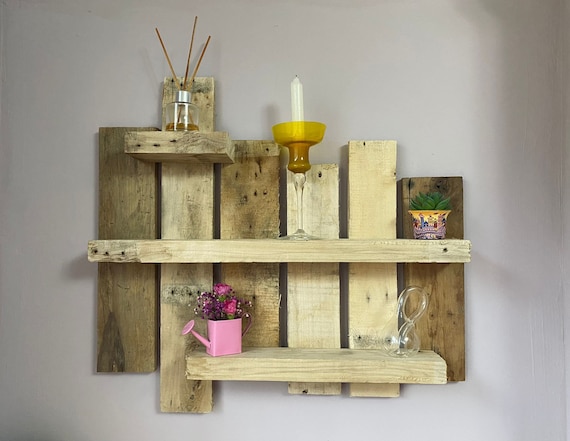 Triple Rustic Wooden Pallet Wall Floating Shelf Farmhouse Style Shelving Unit Made From 100 Recycled Pallet Wood. Indoor outdoor Etsy UK