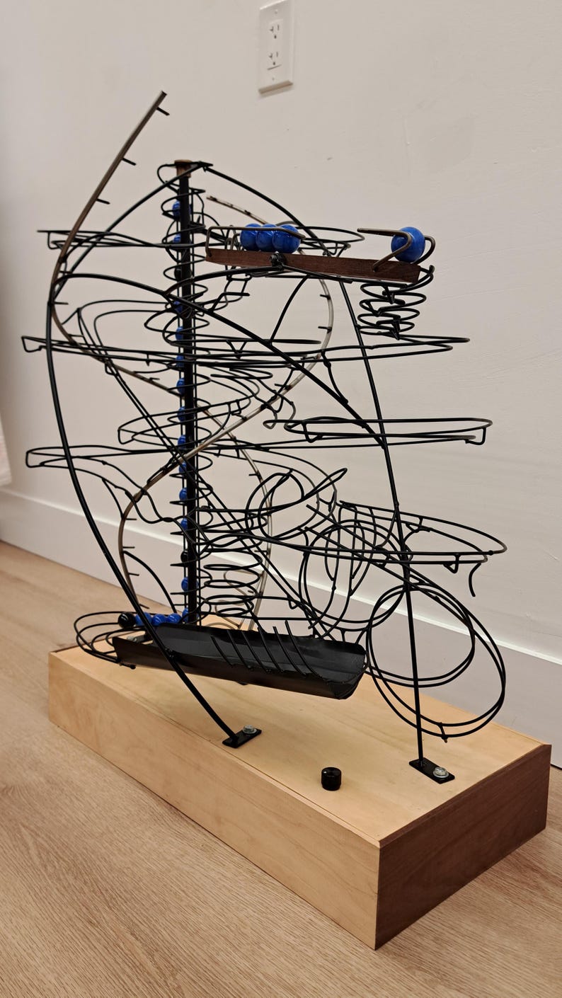 Gargantuous Automatic Marble Run, Hand Welded Kinetic Art Rolling Ball ...