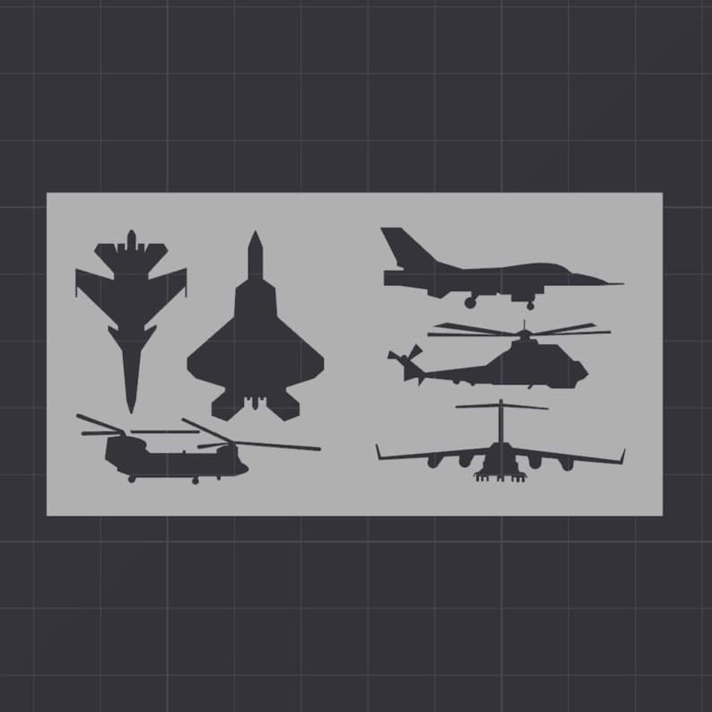 Military Aircraft Stencil Drawing Tracing Trace F22 Raptor Helicopter ...