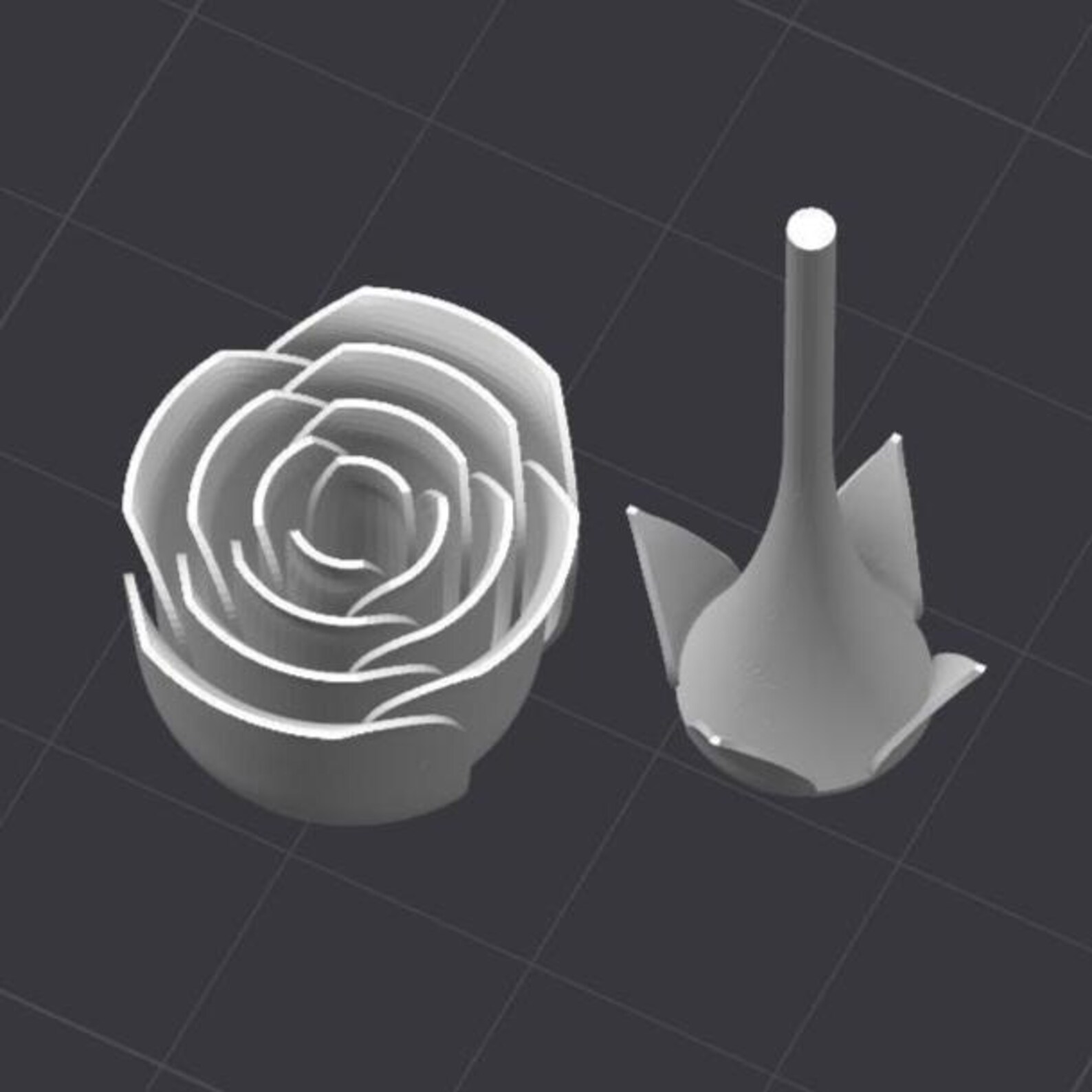 Rose Flower With Stem STL 3D Printer File - Etsy