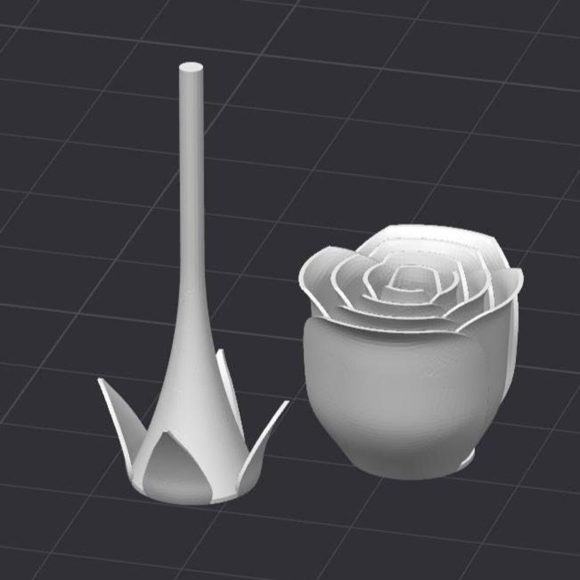 Rose Flower With Stem STL 3D Printer File - Etsy