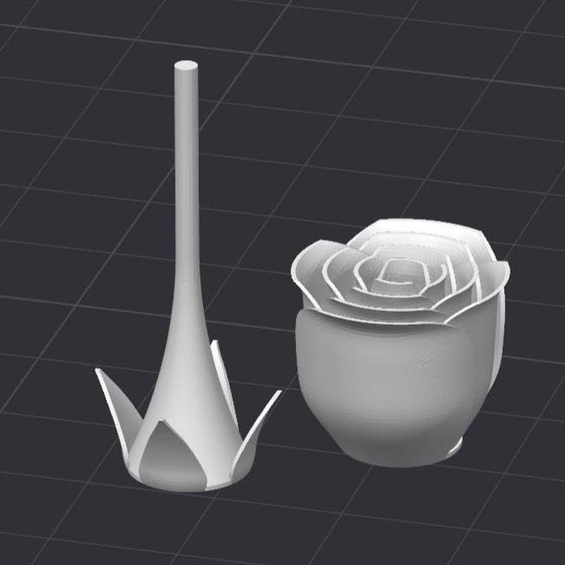 Rose Flower With Stem STL 3D Printer File - Etsy