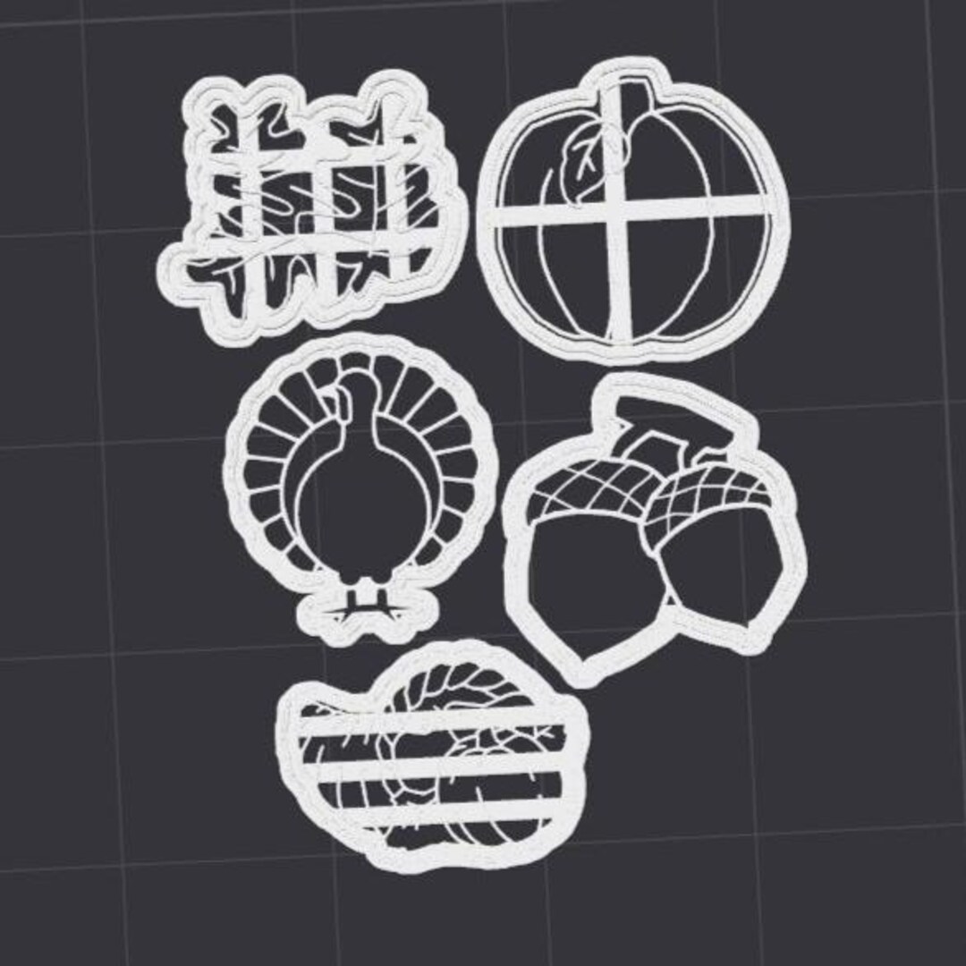 Chestnut Cornucopia Turkey Pumpkin Oak Cookie Cutter STL 3D Printer ...