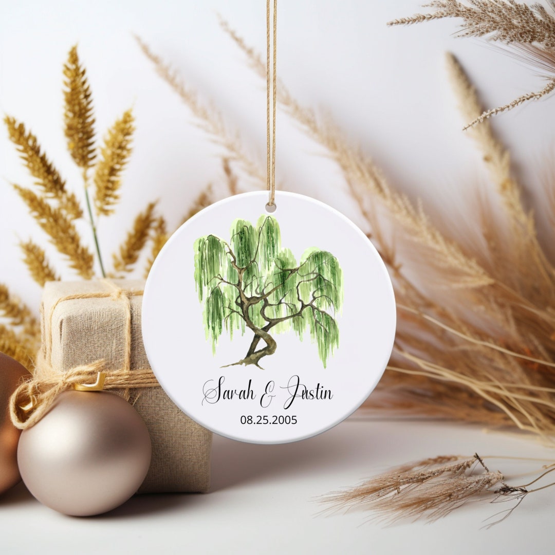 Personalized 9th Anniversary Gift, Willow Tree Ornament, Custom Wedding ...