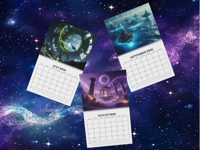 2026 Science Fiction Wall Calendar, Sci-fi Journey Cosmic Art, Futurism ...