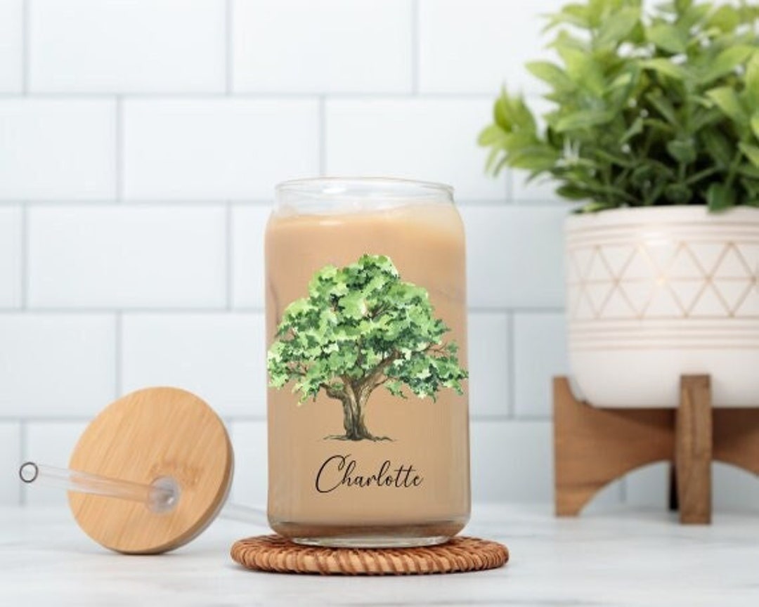 Personalized Birth Tree Glass, Oak Tree Sipper Glass 16oz, Birth Tree ...
