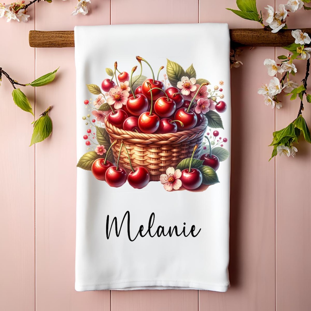 Custom Cherry Tea Towel, Cherry Kitchen Towel, Mothers Day Gift, Loving ...