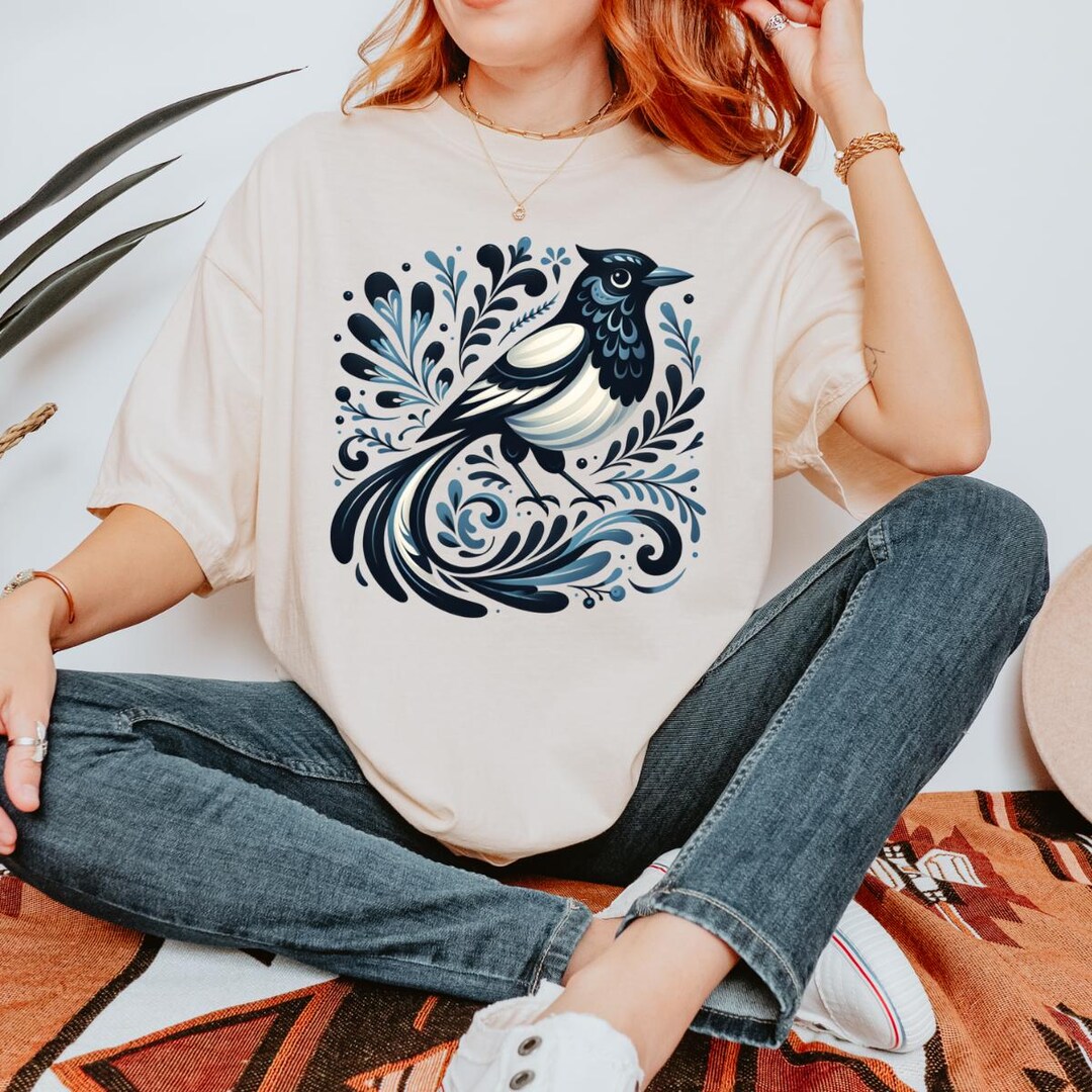Comfort Colors® Scandinavian Magpie Shirt, Whimsical Magpie Tee, Boho ...