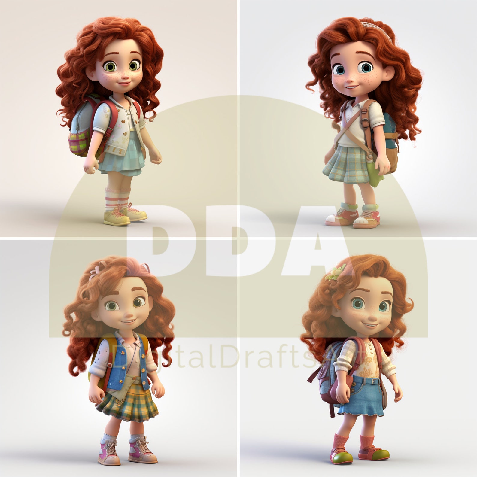 4 Girly Cute High-quality Cartoon Characters High Quality Cartoons ...