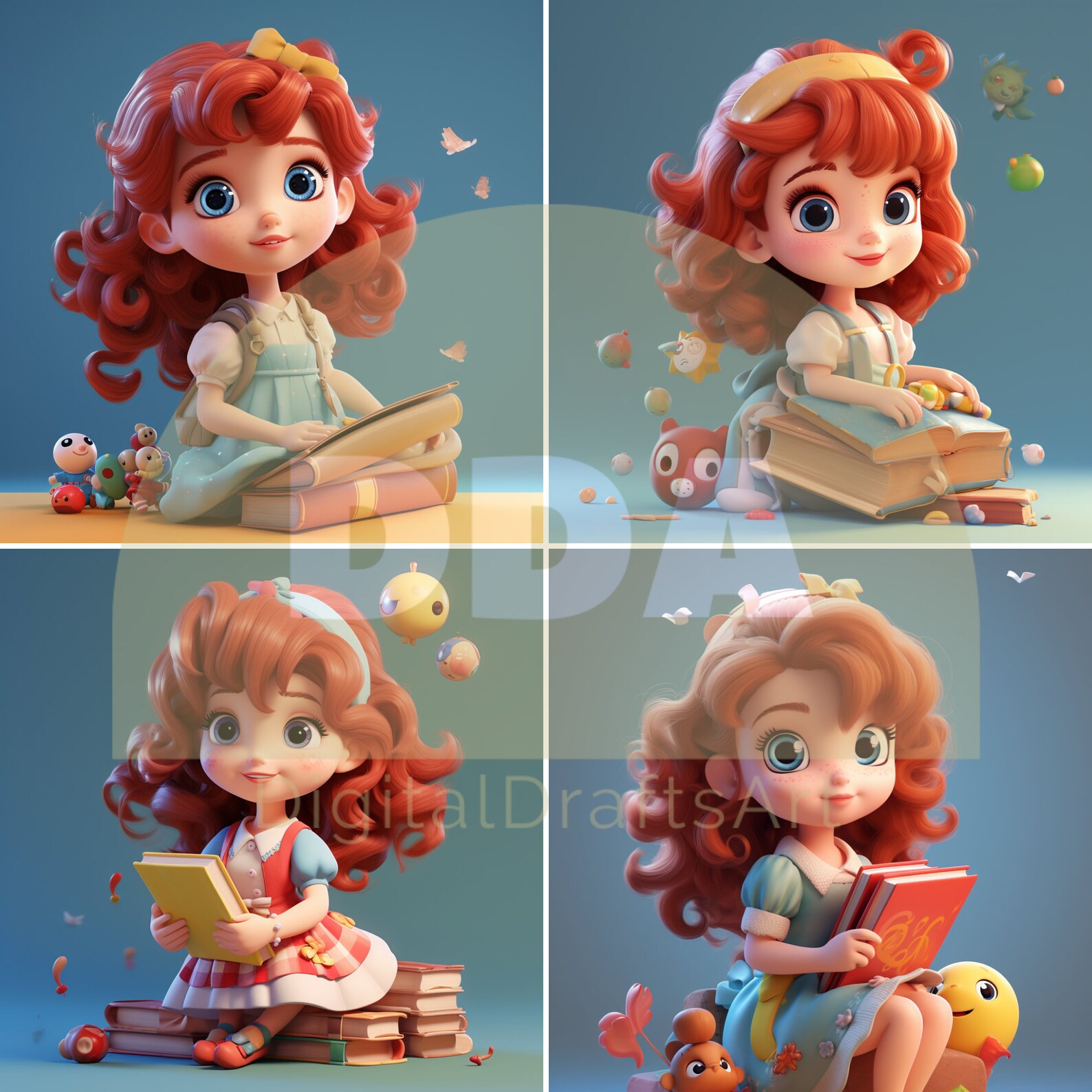 4 Girly Cute High-quality Cartoon Characters | High Quality Cartoons ...