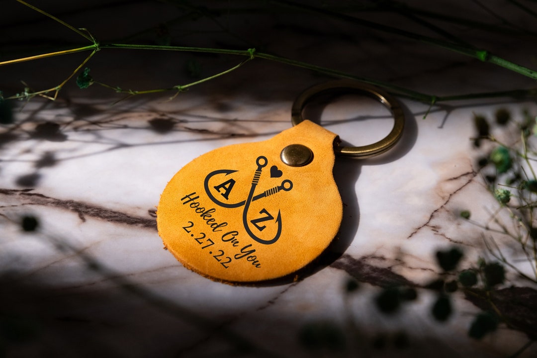 Fishing Custom Gift, Fisherman Leather Keychain, Fishing Funny Gift ...