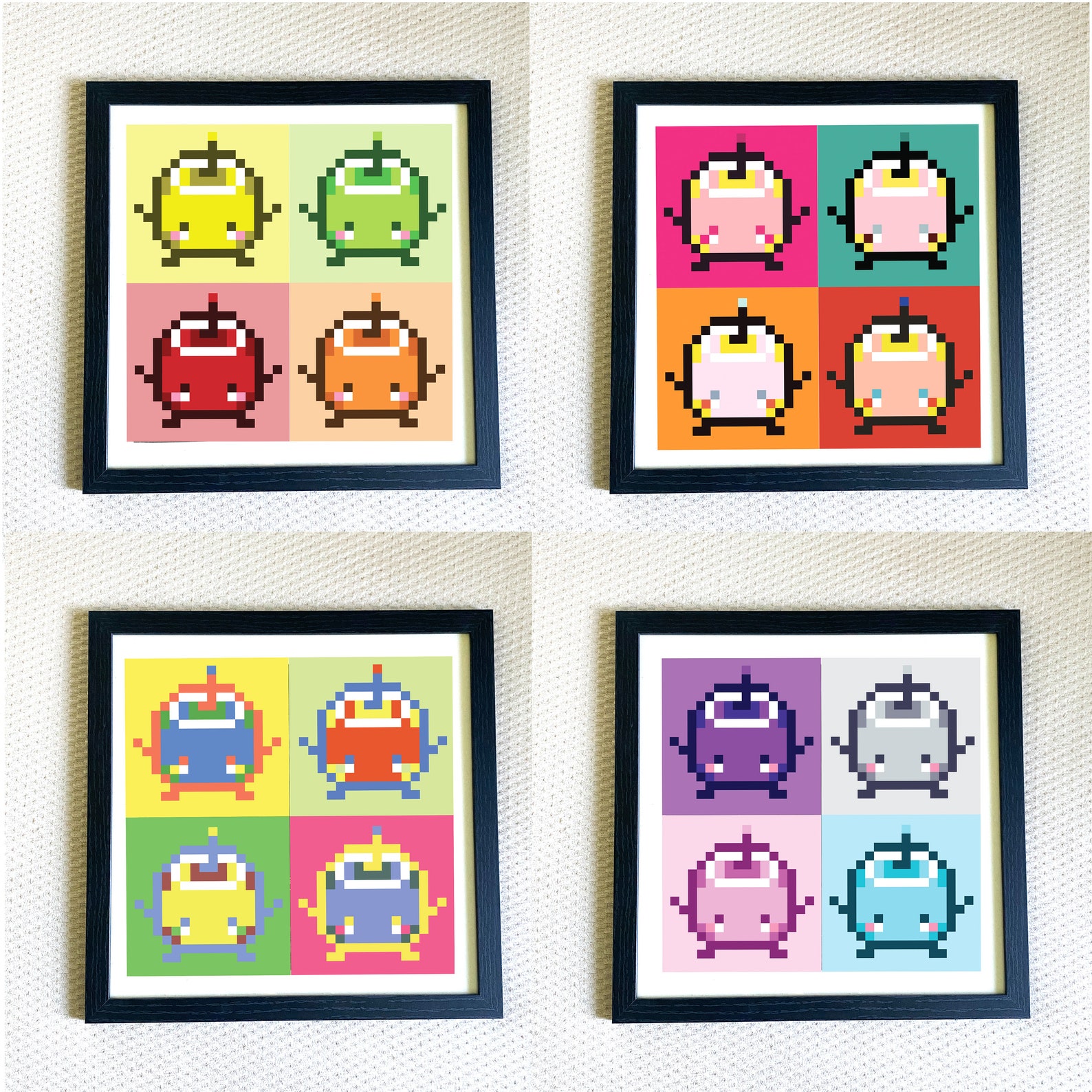 4-pack Stardew Valley Inspired Junimo Colorful Quad Digital Art Wall ...