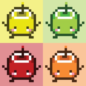 4-pack Stardew Valley Inspired Junimo Colorful Quad Digital Art Wall ...