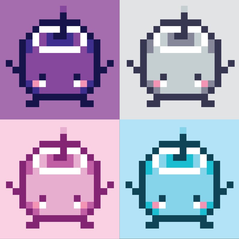 4-pack Stardew Valley Inspired Junimo Colorful Quad Digital Art Wall ...