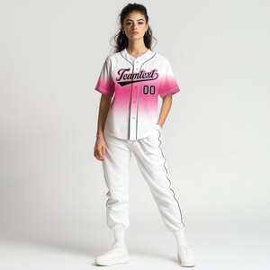 Pink Ombre Custom Baseball Jersey for Women & Men – Heat Press ...