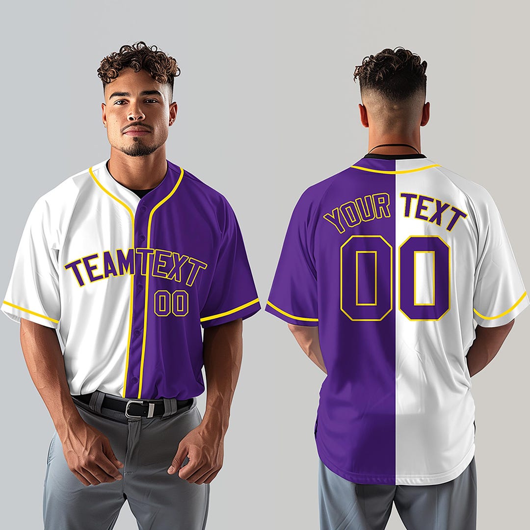 Custom Split-color Baseball Jersey With Embroidered Arched Team Name ...